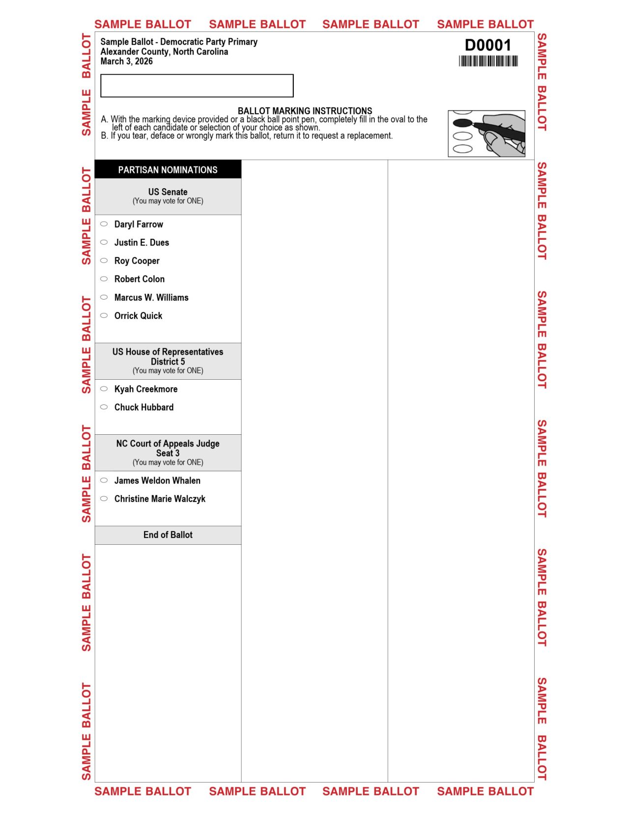 2026 Primary Election – Democratic sample ballot